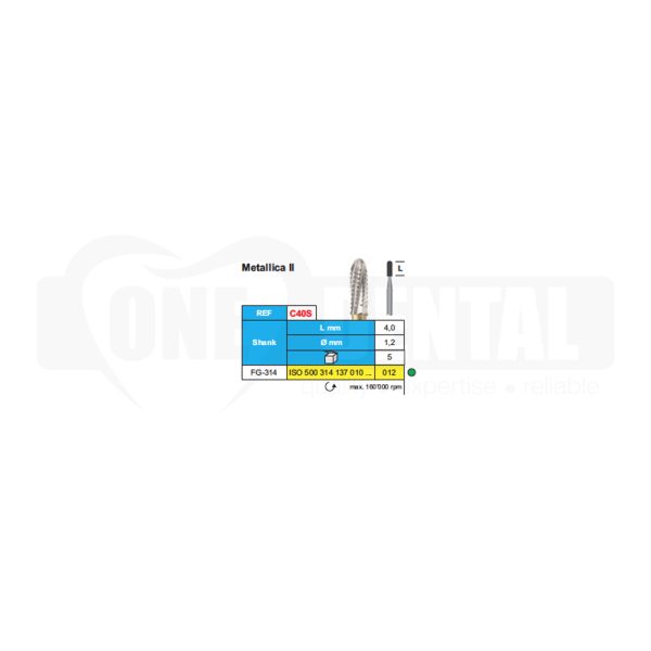 TC # Crown Cutter C40S/1.2 FG Bur - One Dental